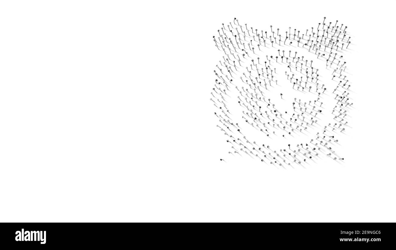 3d rendering of nails in shape of symbol of alarm clock with two bells ...