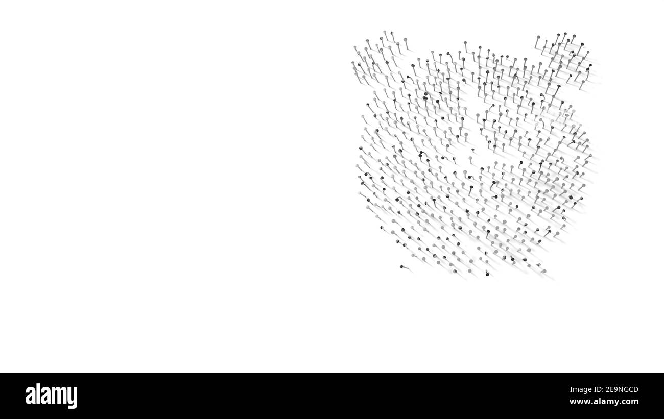 3d rendering of nails in shape of symbol of alarm clock with two bells ...