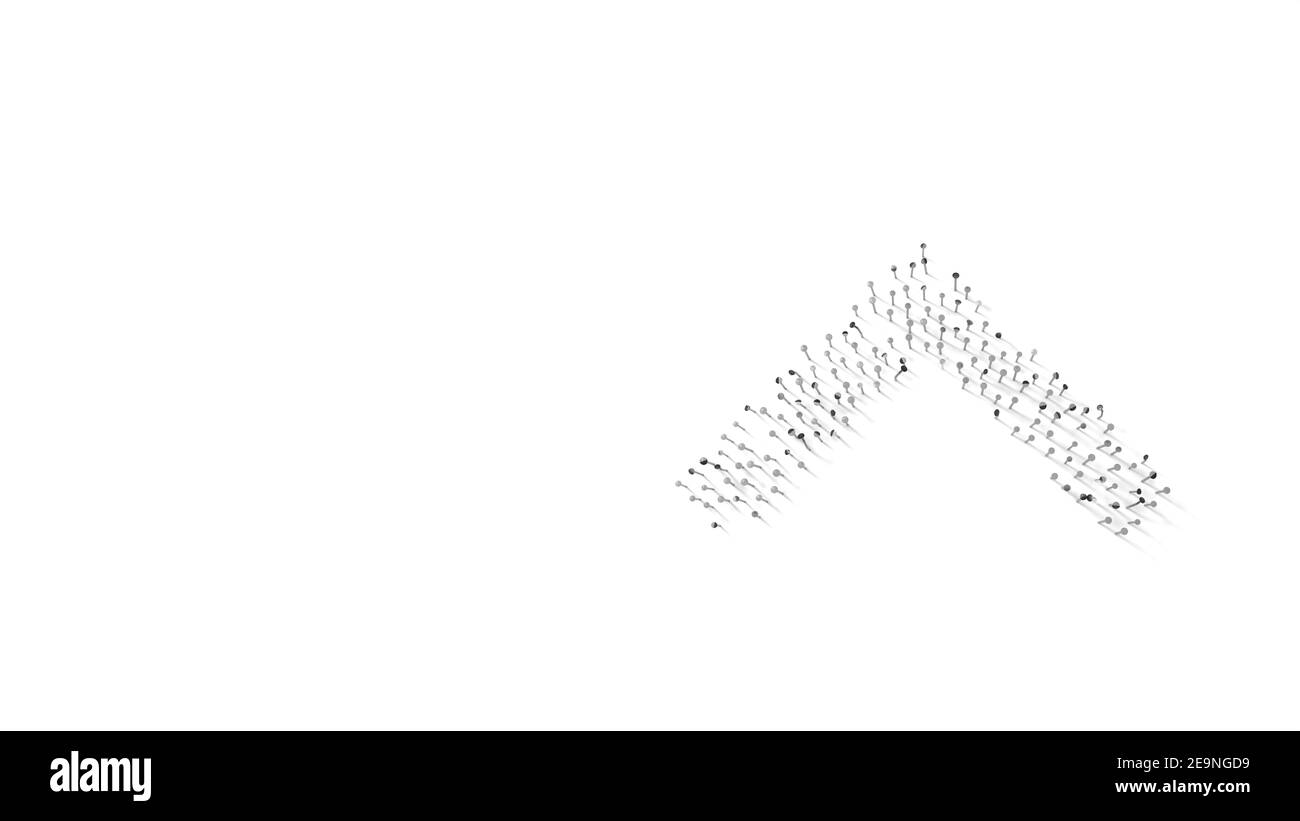 3d Rendering Of Nails In Shape Of Symbol Of Simple Open Up Arrow With