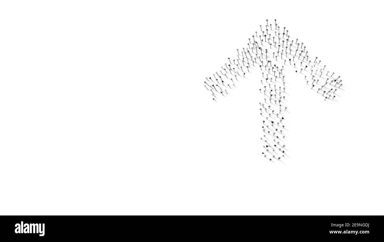 3d Rendering Of Nails In Shape Of Symbol Of Simple Up Open Arrow With