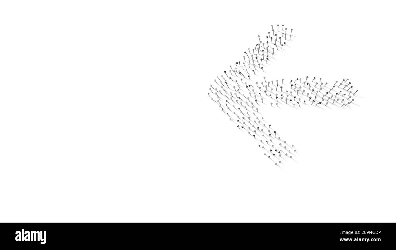 3d Rendering Of Nails In Shape Of Symbol Of Arrow Left With Shadows