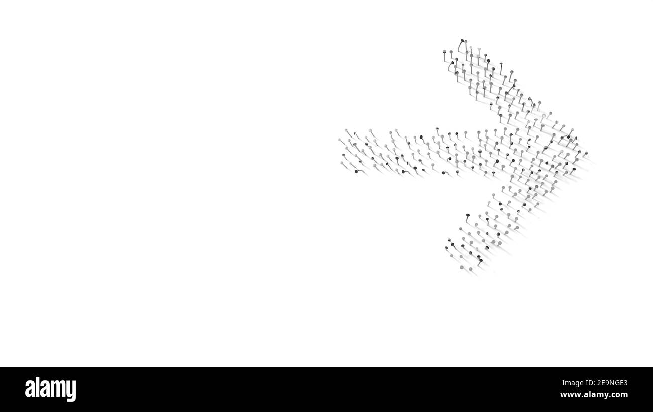 3d Rendering Of Nails In Shape Of Symbol Of Arrow Right With Shadows