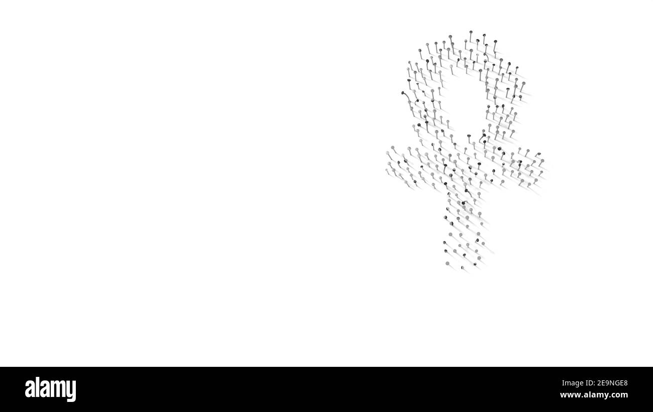 3d rendering of nails in shape of symbol of ankh with shadows isolated ...