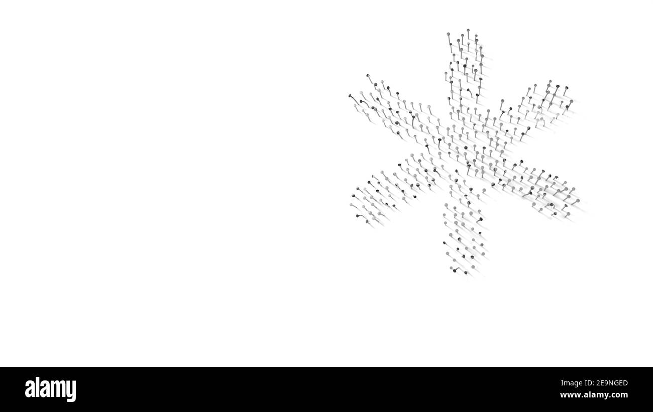 3d rendering of nails in shape of symbol of asterisk with shadows ...