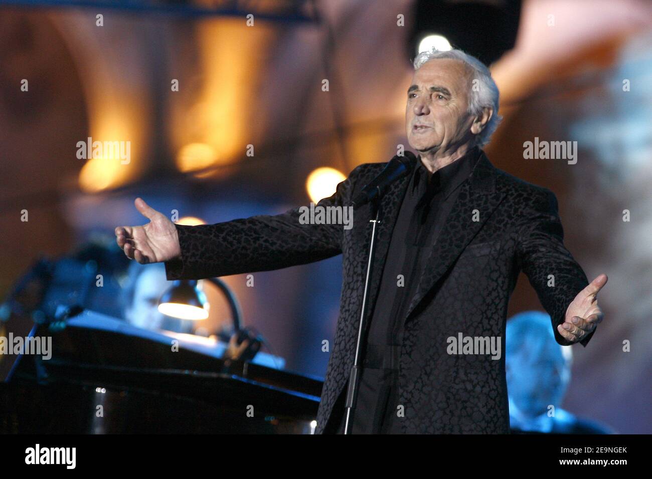 Singer Charles Aznavour performs during a concert in Yerevan, Armenia ...