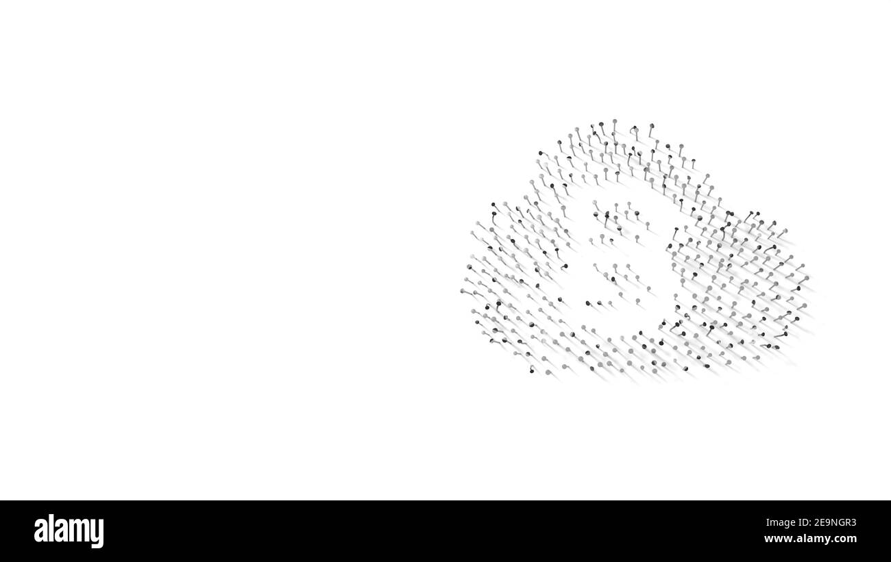 3d Rendering Of Nails In Shape Of Symbol Of Bitcoin In Cloud With Shadows Isolated On White