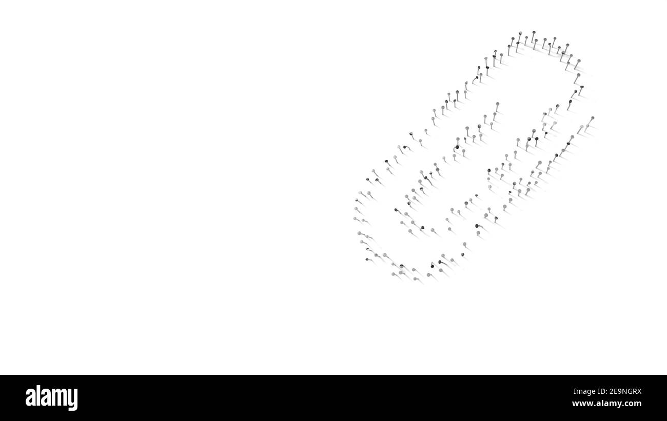 3d Rendering Of Nails In Shape Of Symbol Of Paper Clip As Attachment With Shadows Isolated On