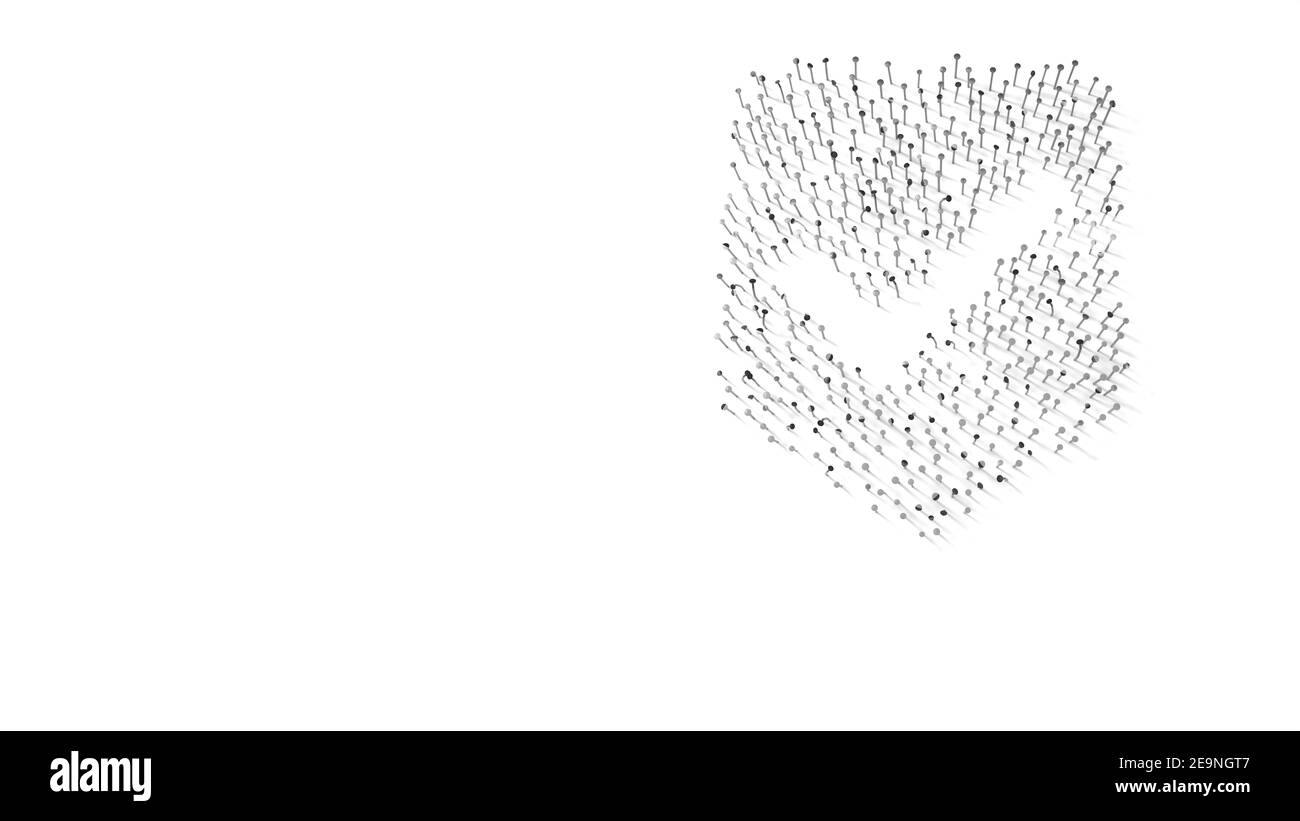 3d rendering of nails in shape of symbol of been here marker with ok ...