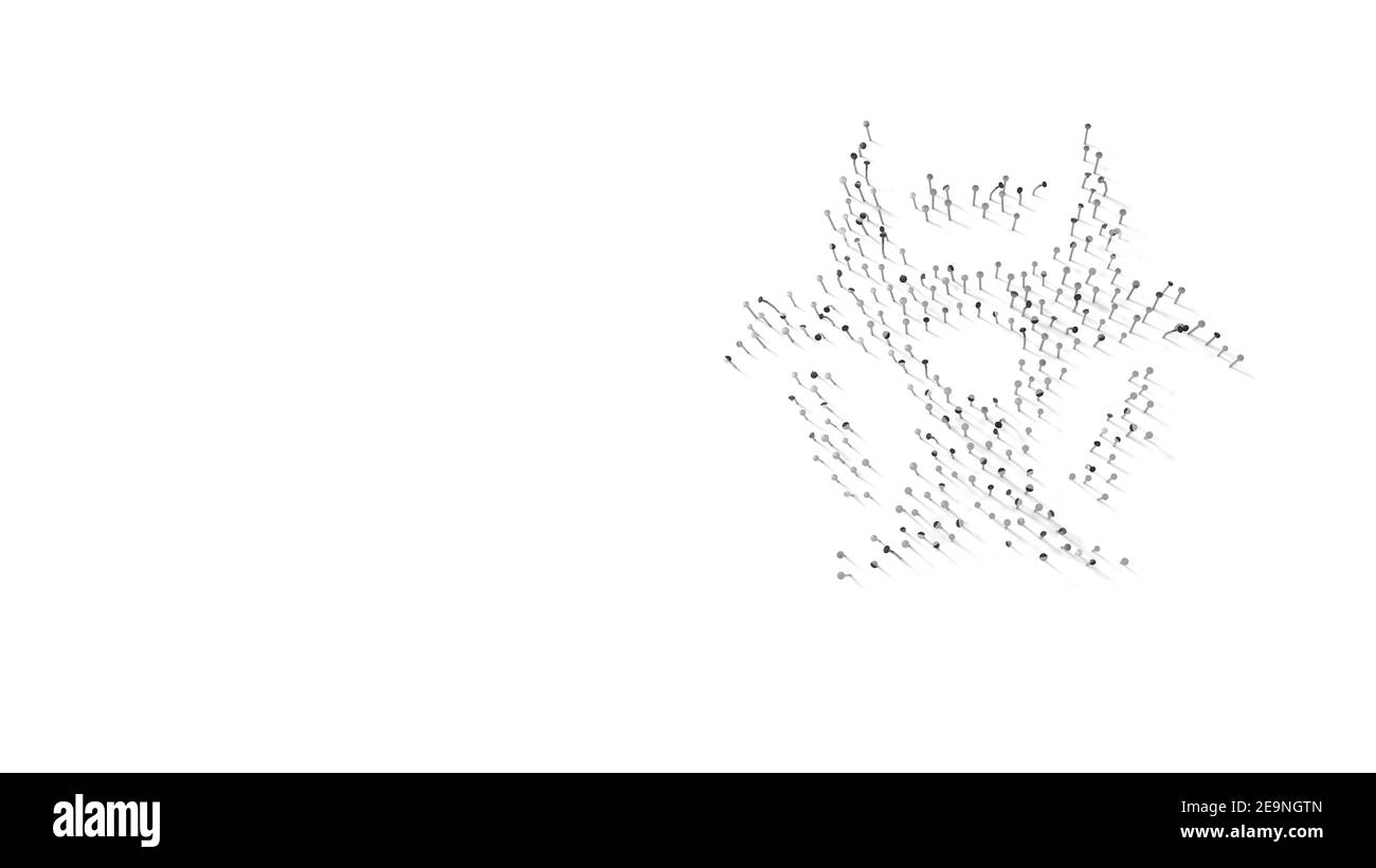 3d rendering of nails in shape of symbol of biohazard sign with shadows ...