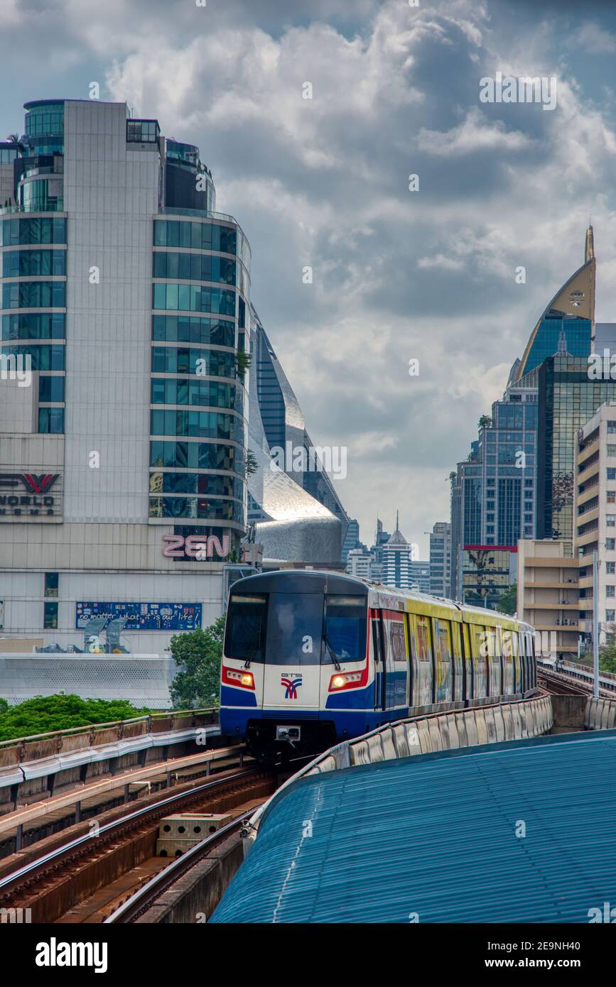 Bangkok Metro with Skyscraper Bangkok Thailand cloudy Stock Photo - Alamy