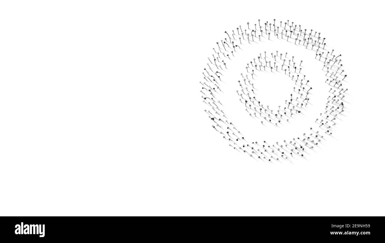 3d Rendering Of Nails In Shape Of Symbol Of Bullseye With Shadows