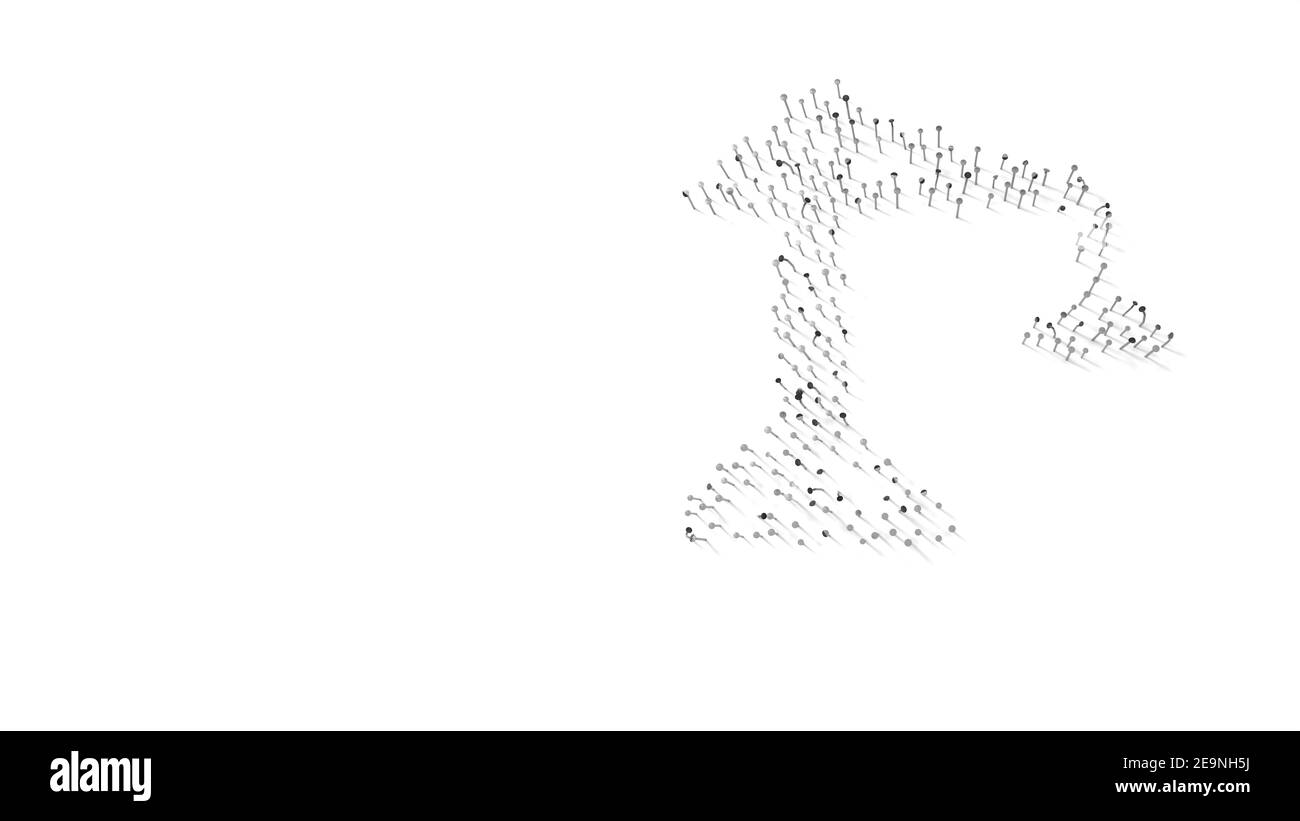 3d Rendering Of Nails In Shape Of Symbol Of Building Crane With Shadows