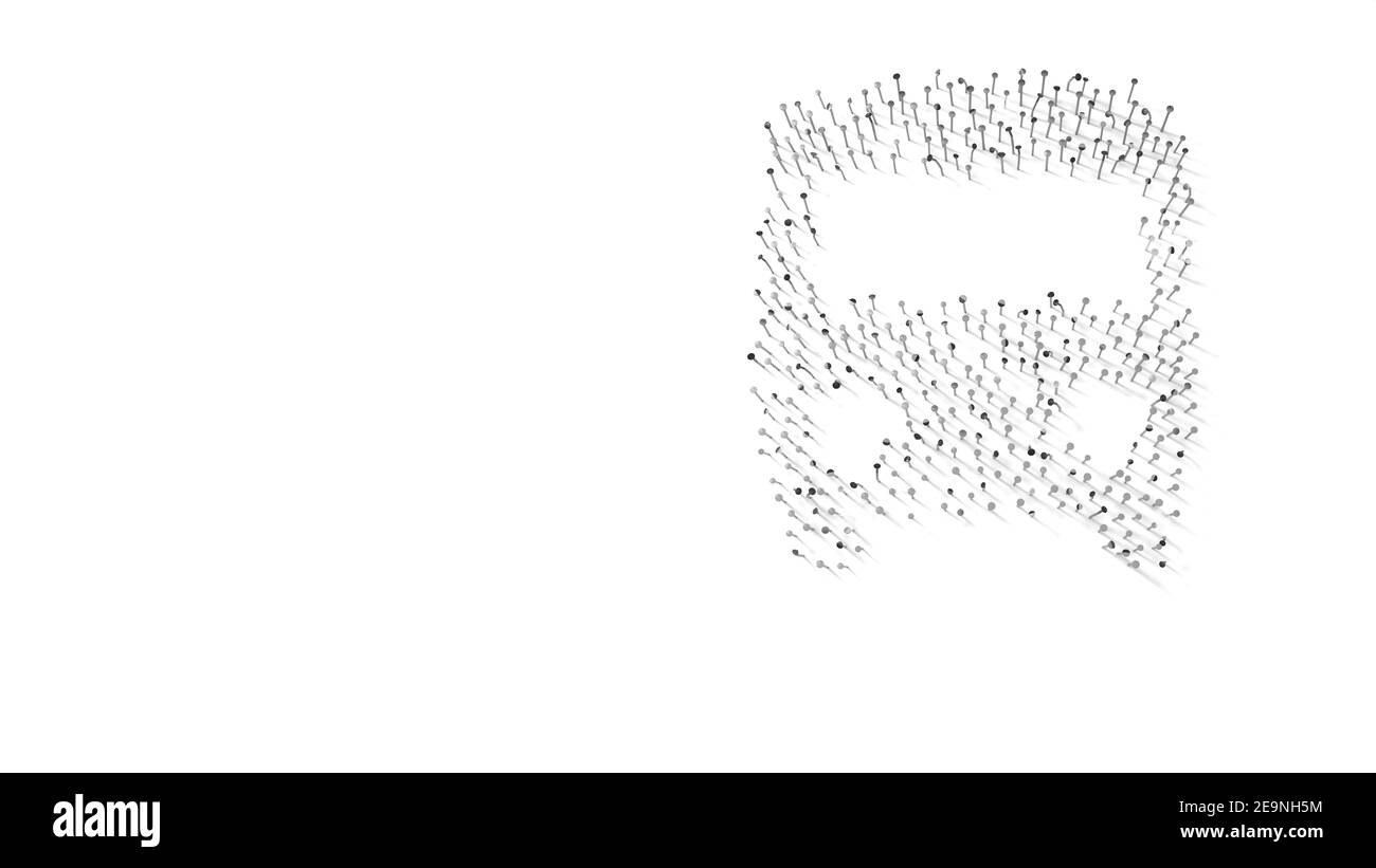 3d Rendering Of Nails In Shape Of Symbol Of Front View Of A Bus With