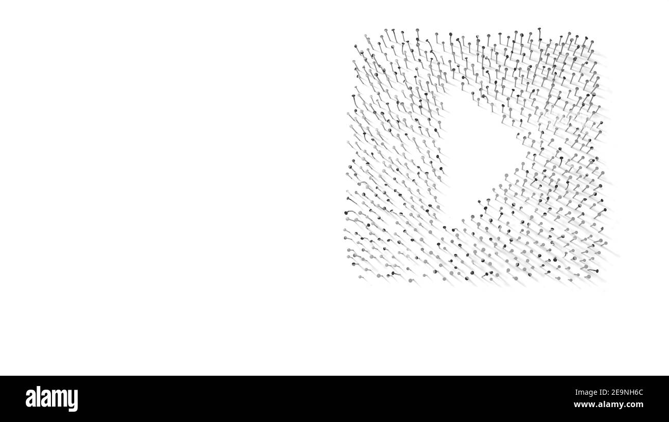 3d rendering of nails in shape of symbol of caret square right with ...