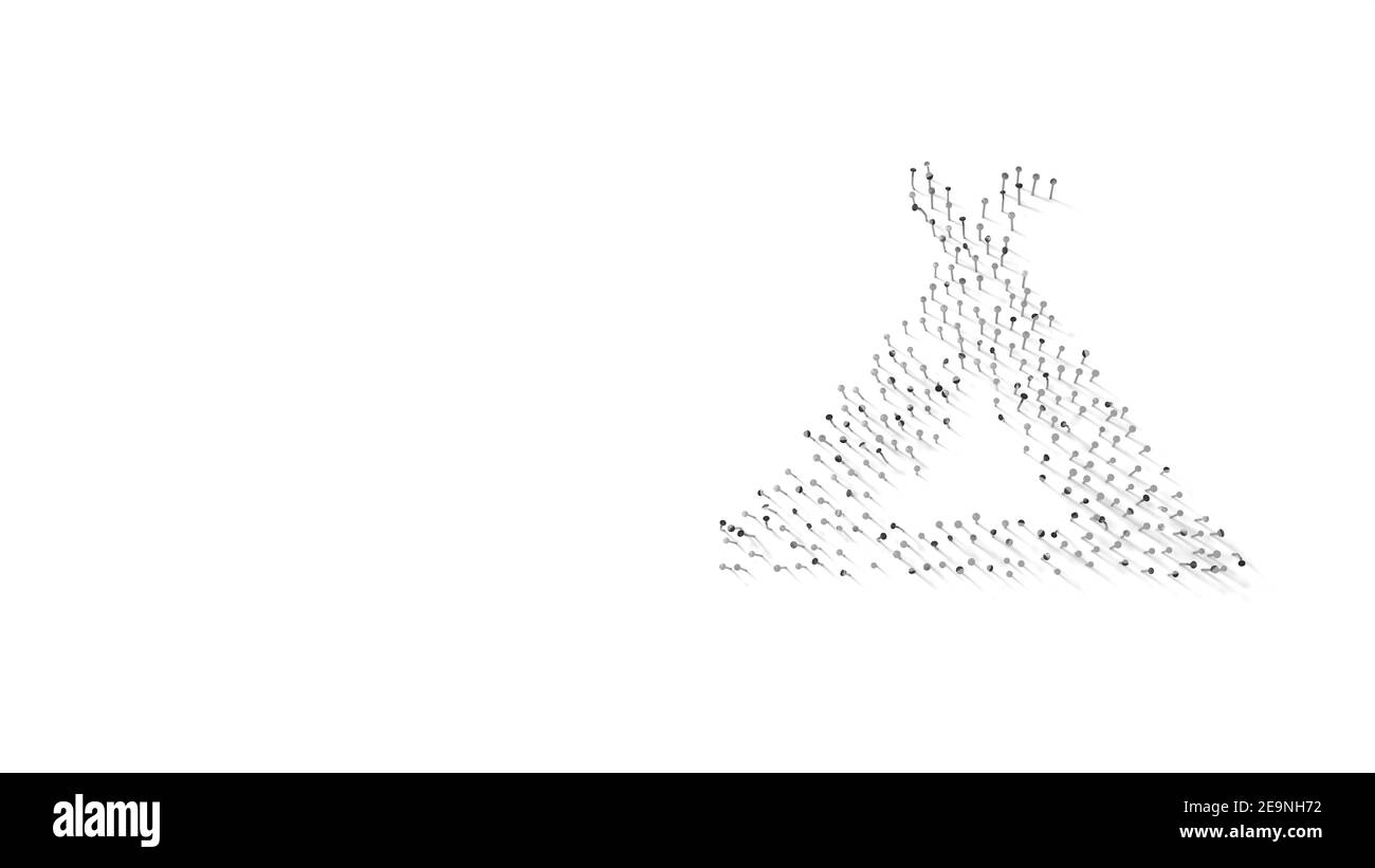 3d Rendering Of Nails In Shape Of Symbol Of Campground With Shadows