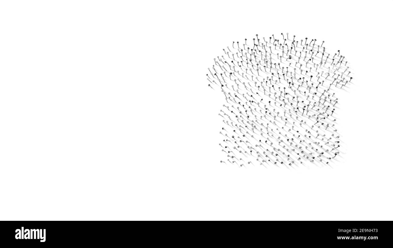 3d rendering of nails in shape of symbol of slice of toast bread with ...