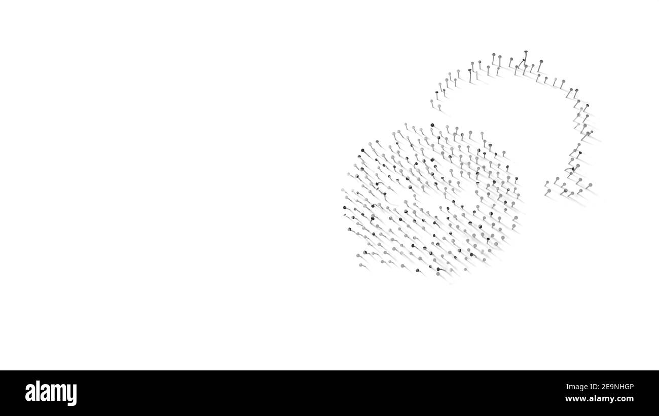 3d Rendering Of Nails In Shape Of Symbol Of Rounded Chat Bubbles With Dots With Shadows Isolated