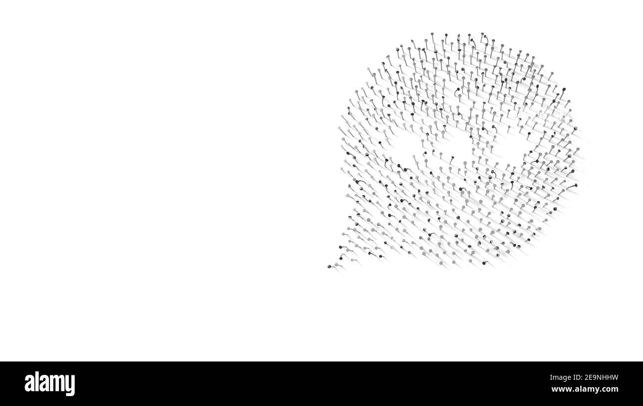 3d Rendering Of Nails In Shape Of Symbol Of Rectangular Rounded Chat Bubble With Three Dots With
