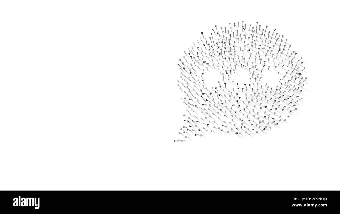 3d Rendering Of Nails In Shape Of Symbol Of Rectangular Rounded Chat Bubble With Three Dots With