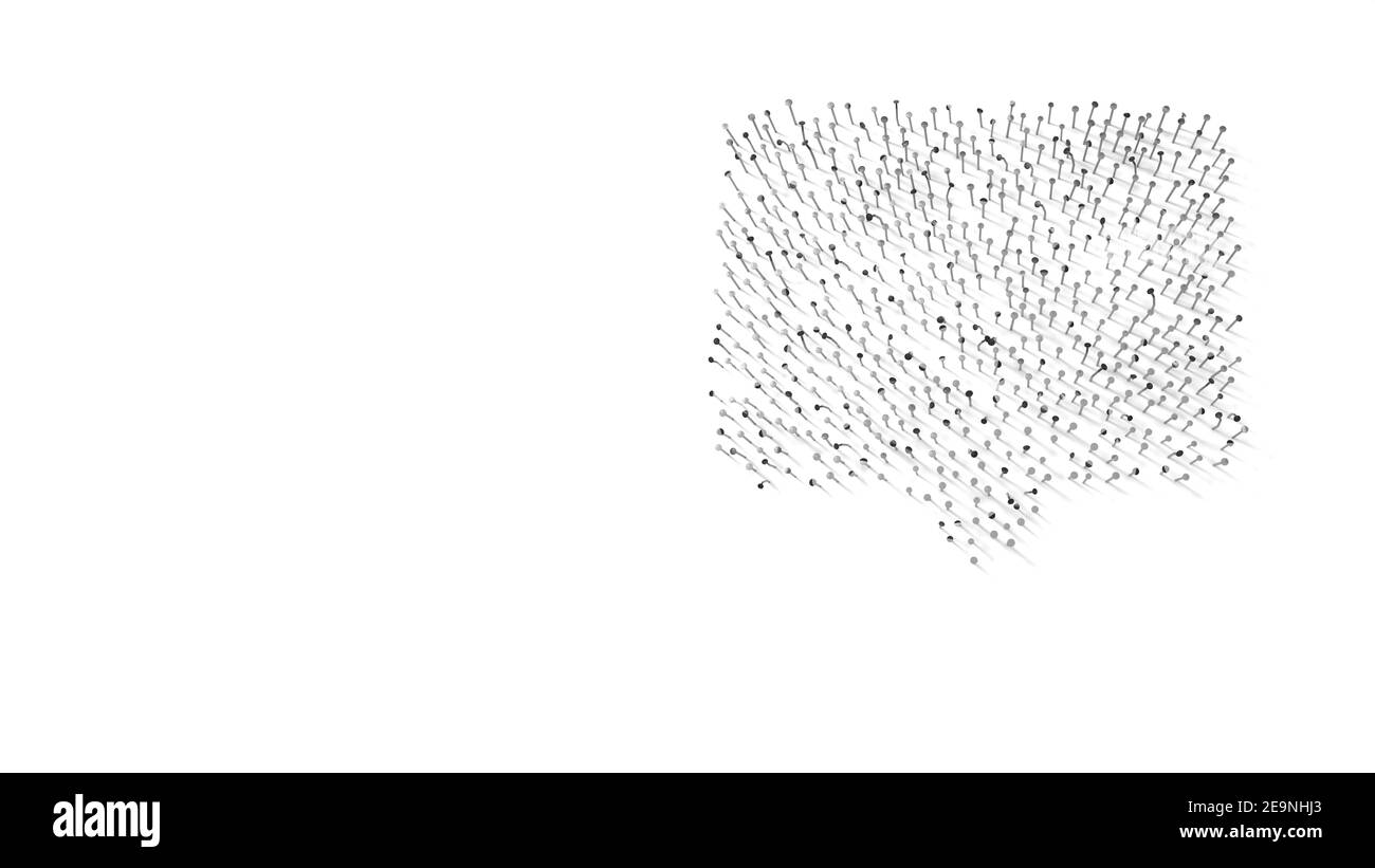 3d Rendering Of Nails In Shape Of Symbol Of Rectangular Chat Bubble With Shadows Isolated On