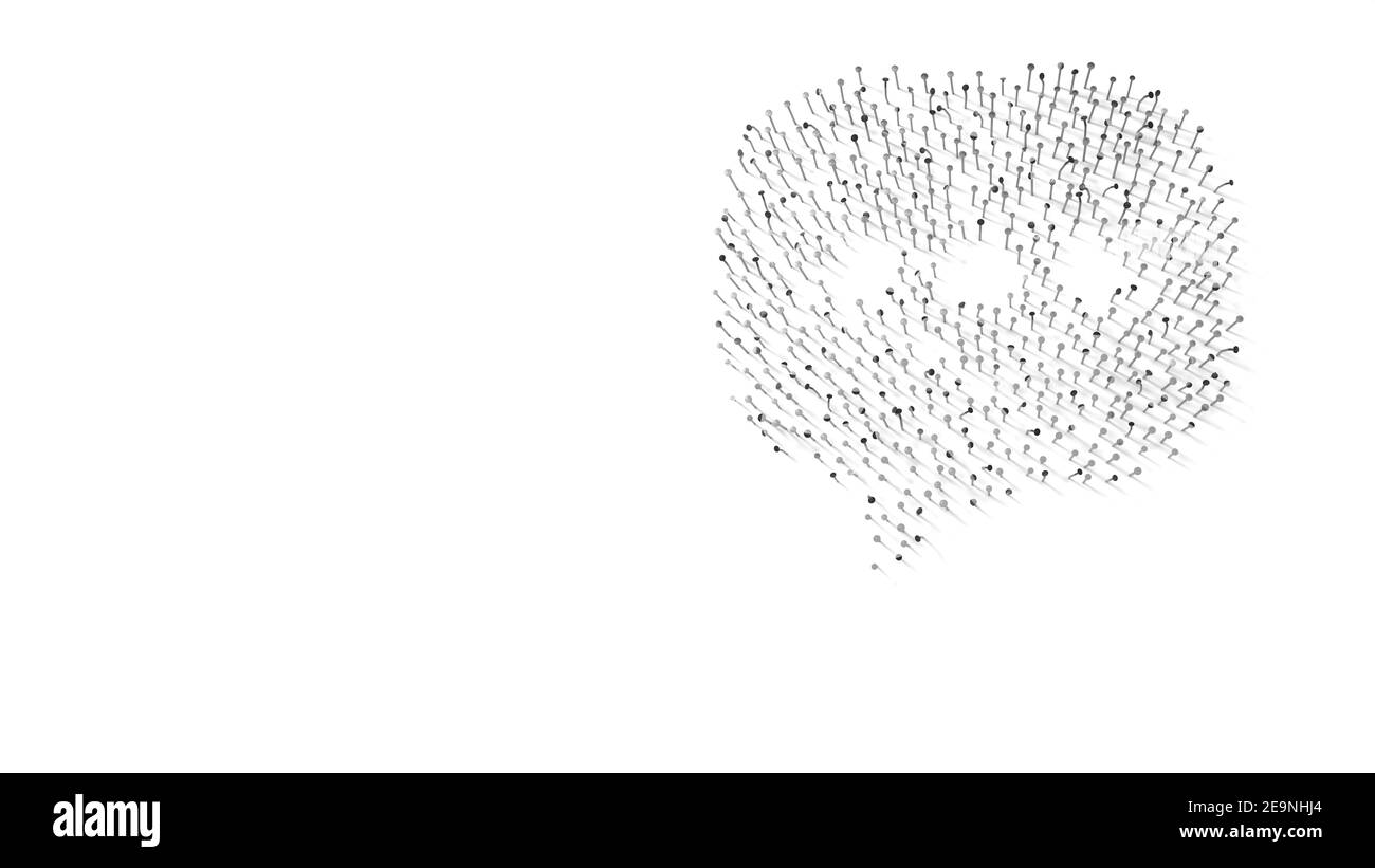 3d Rendering Of Nails In Shape Of Symbol Of Rectangular Rounded Chat Bubble With Three Dots With