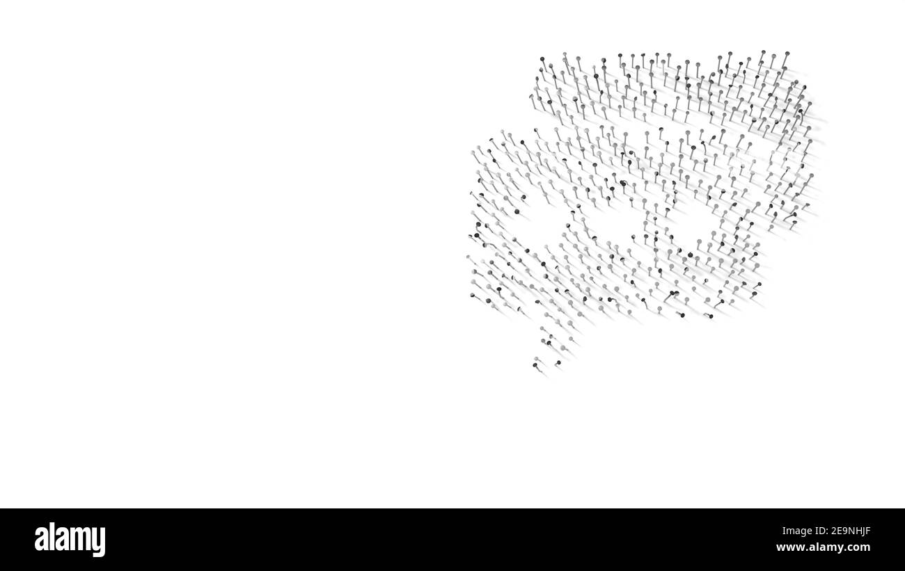 3d Rendering Of Nails In Shape Of Symbol Of Two Rectangular Rounded Chat Bubbles With Three Dots