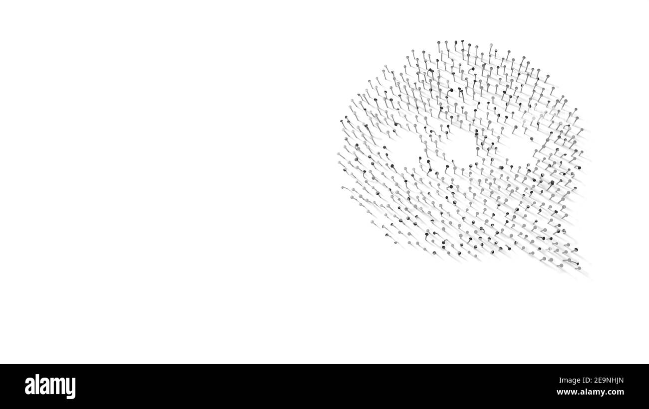 3d Rendering Of Nails In Shape Of Symbol Of Rectangular Rounded Chat Bubble With Three Dots With