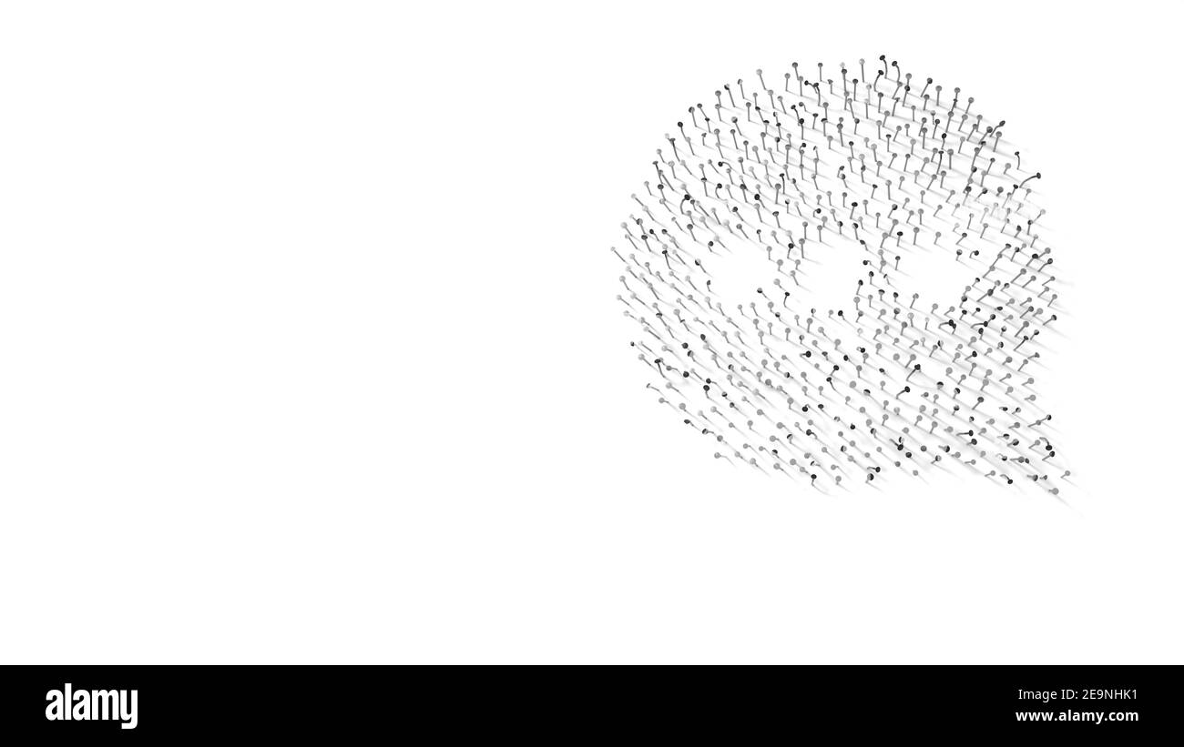 3d Rendering Of Nails In Shape Of Symbol Of Rectangular Rounded Chat Bubble With Three Dots With