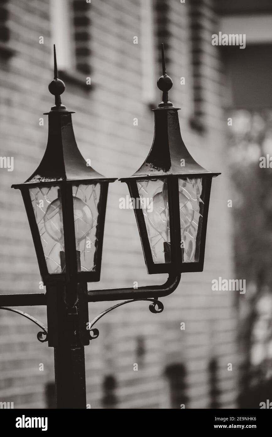 Grayscale shot of street lights Stock Photo - Alamy