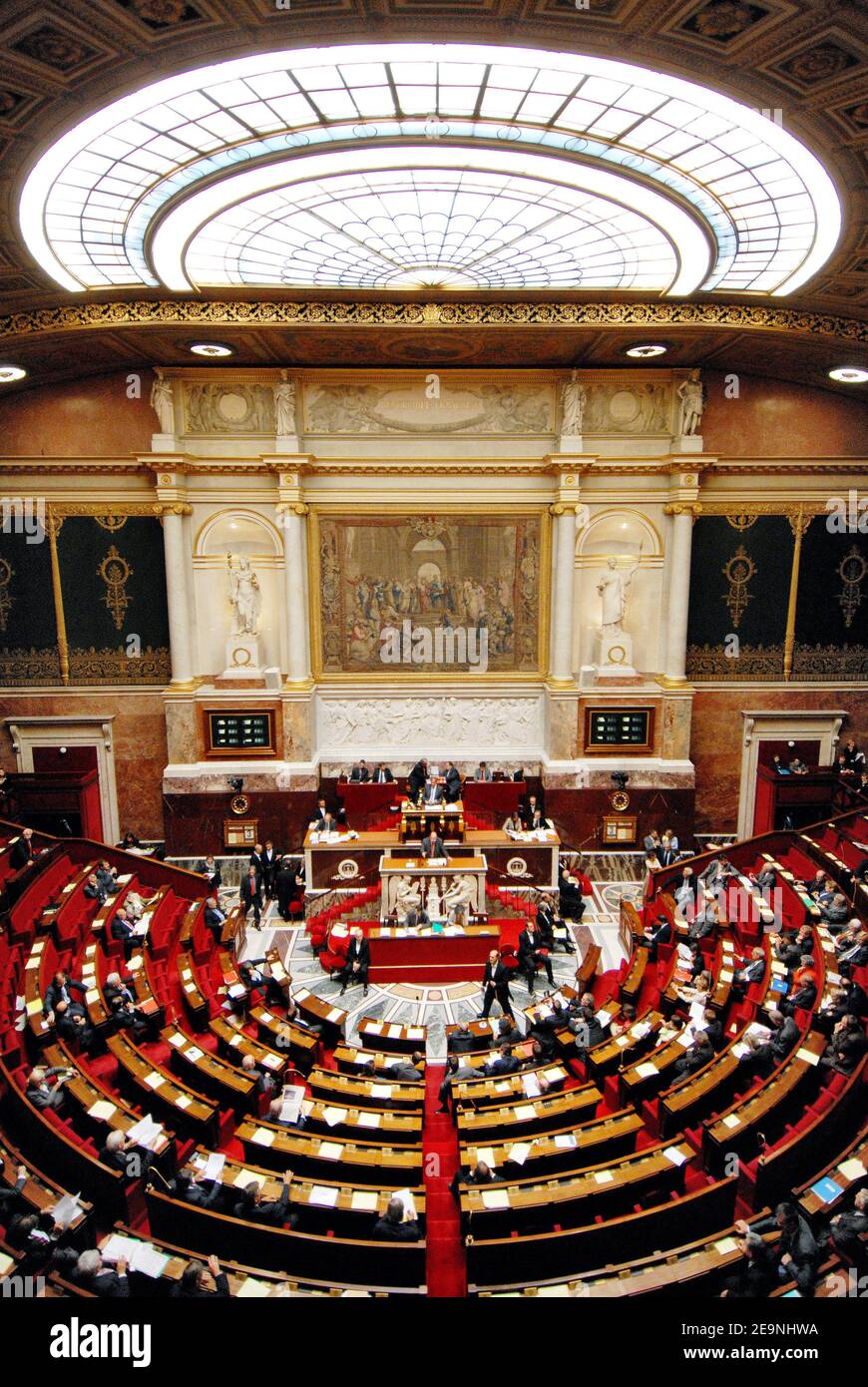 General view of the French National Assembly during the weekly ...
