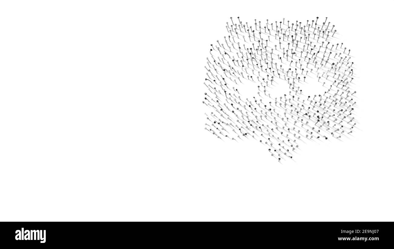 3d Rendering Of Nails In Shape Of Symbol Of Two Rectangular Rounded Chat Bubbles With Three Dots