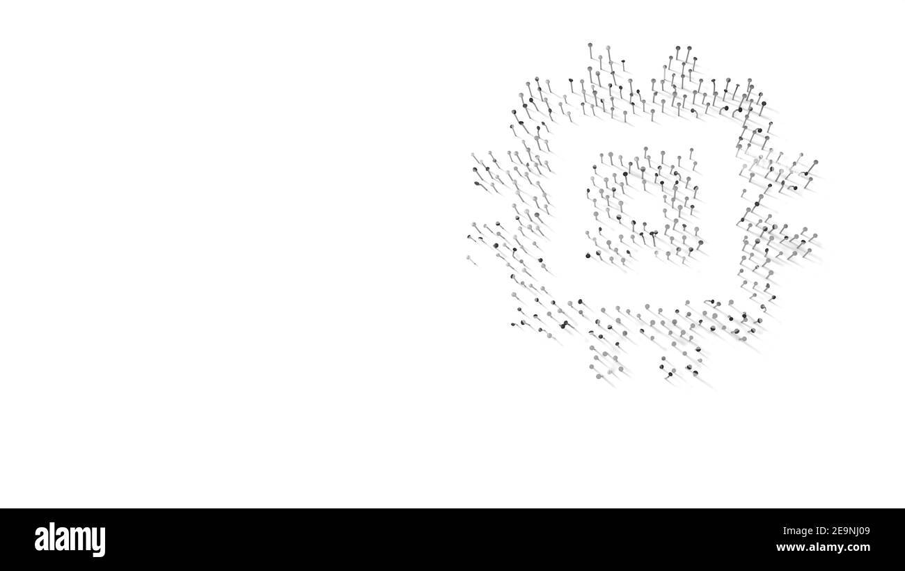 3d rendering of nails in shape of symbol of computer chip with shadows ...