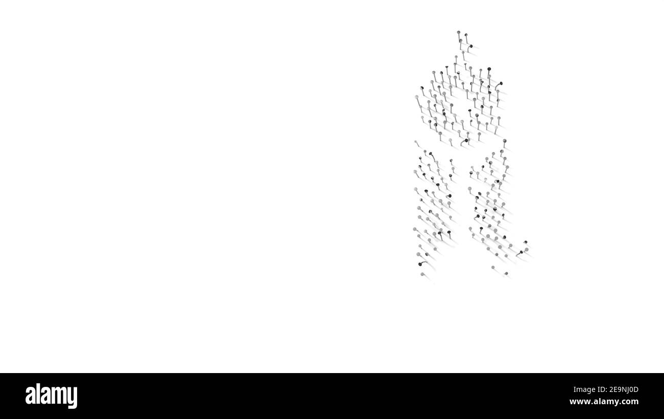 3d Rendering Of Nails In Shape Of Symbol Of Drafting Compass With