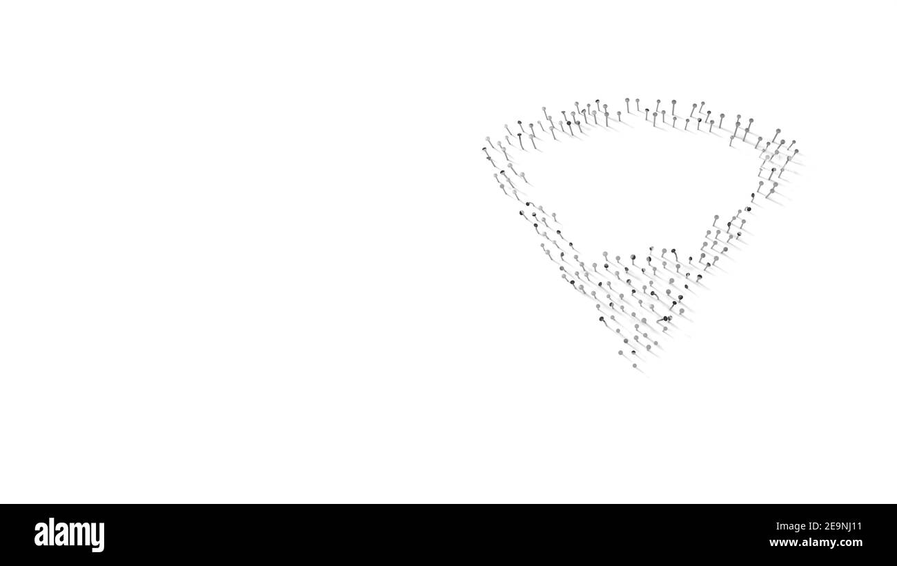 3d Rendering Of Nails In Shape Of Symbol Of Connection Volume Low With Shadows Isolated On White