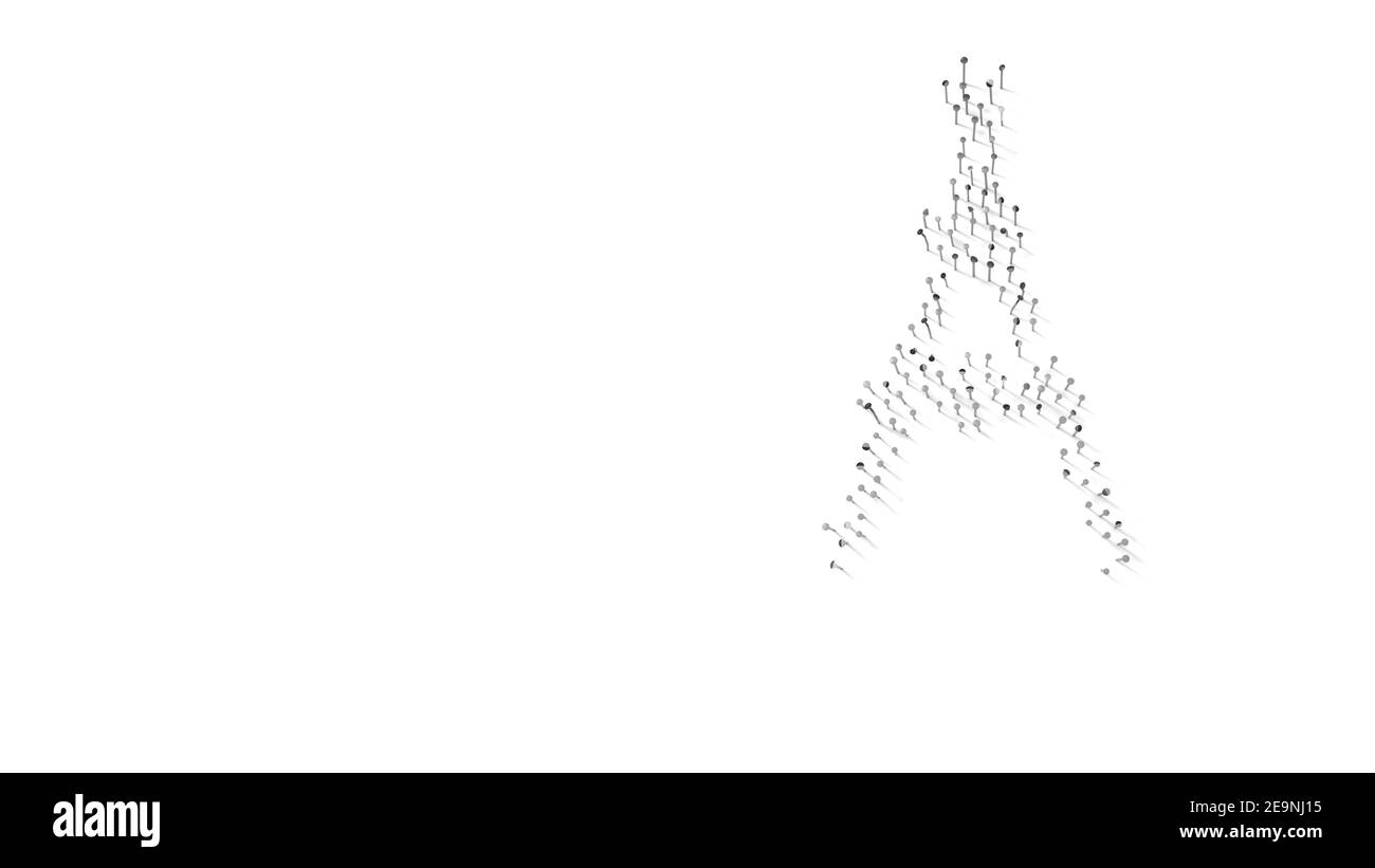 3d Rendering Of Nails In Shape Of Symbol Of Drafting Compass With