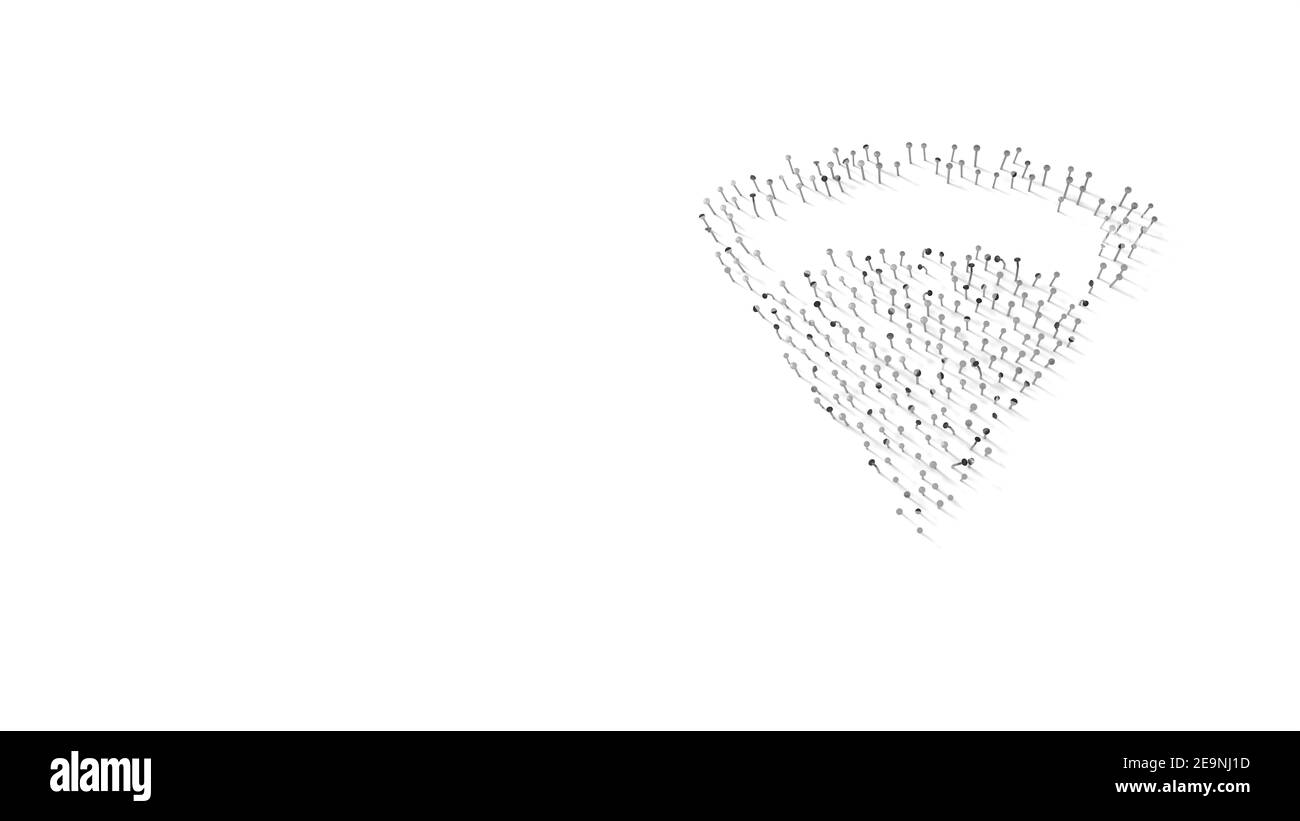 3d Rendering Of Nails In Shape Of Symbol Of Connection Volume Full With Shadows Isolated On