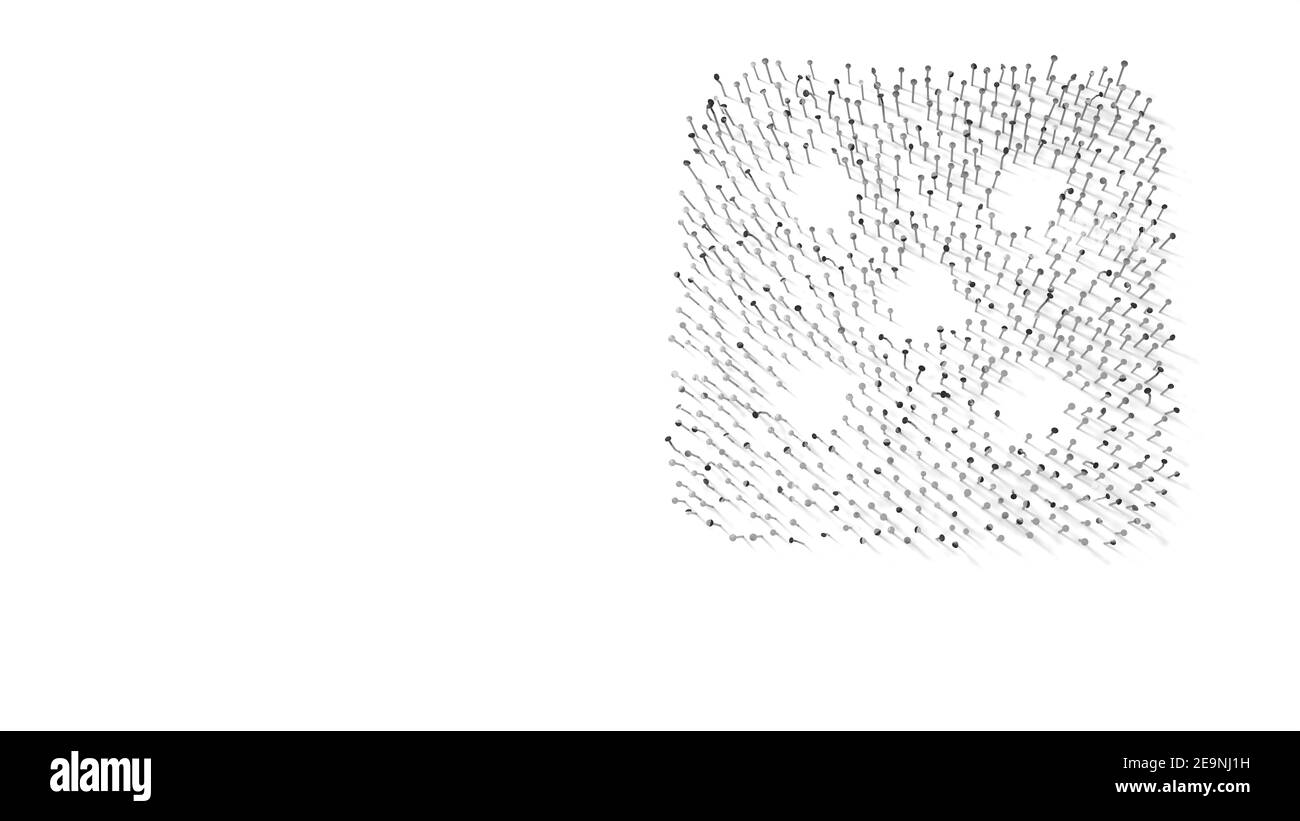 3d Rendering Of Nails In Shape Of Symbol Of Dice With Five Dots With