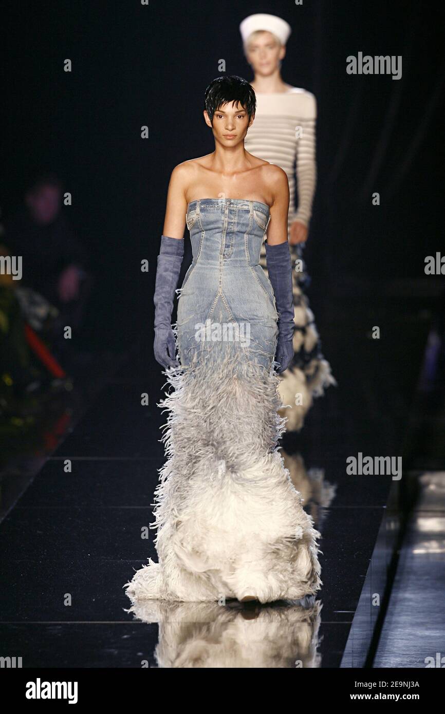 A model displays a creation by French Fashion Designer Jean-Paul ...