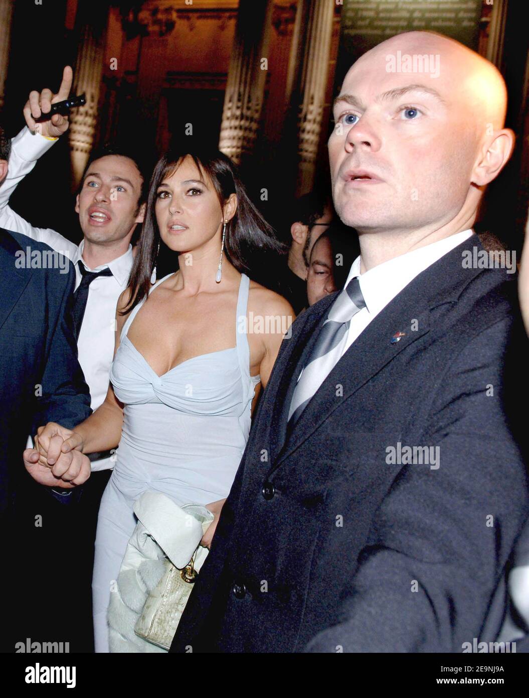 Italian actress Monica Bellucci leaves after the presentation of the ...