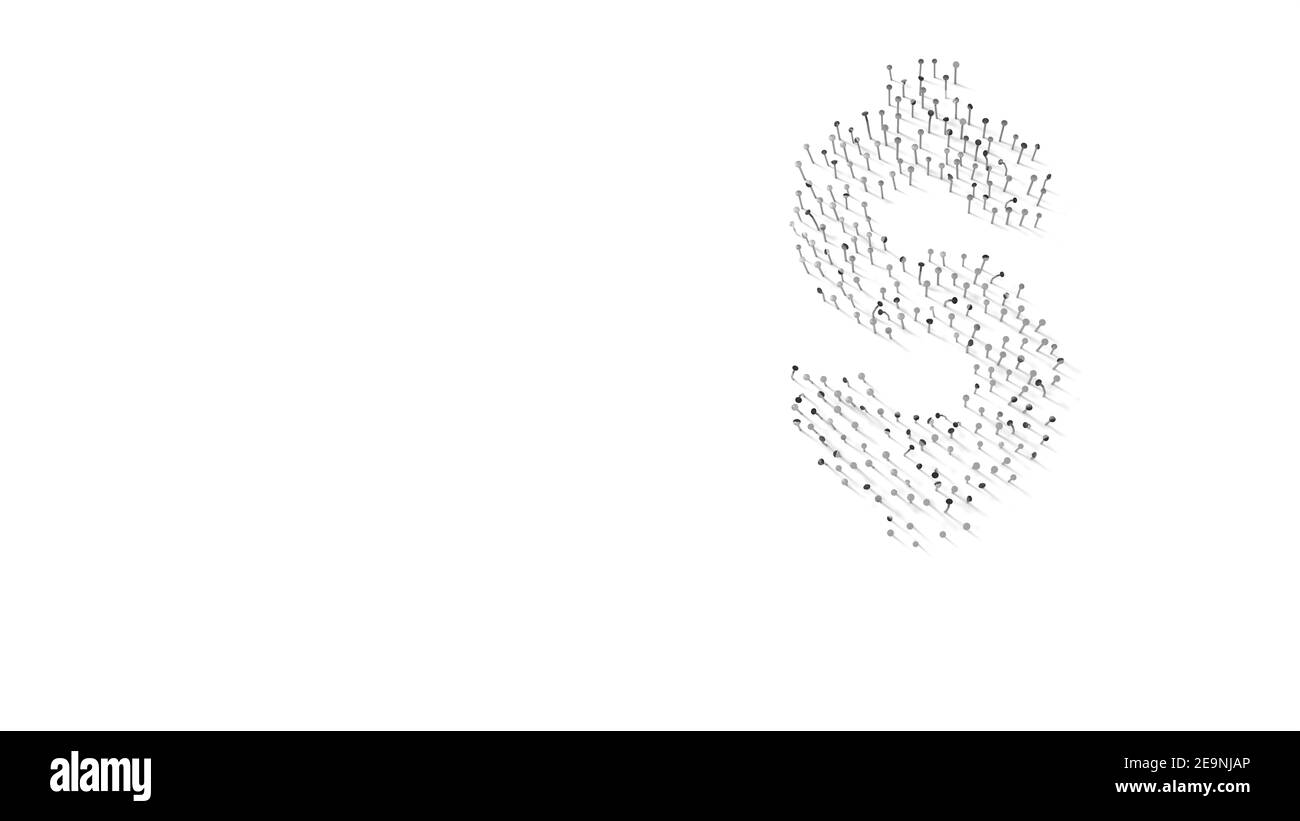 3d Rendering Of Nails In Shape Of Symbol Of Dollar Symbol With Shadows Isolated On White