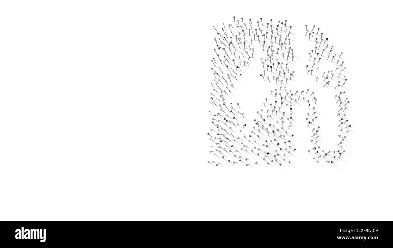 3d Rendering Of Nails In Shape Of Symbol Of Electric Station With Shadows Isolated On White