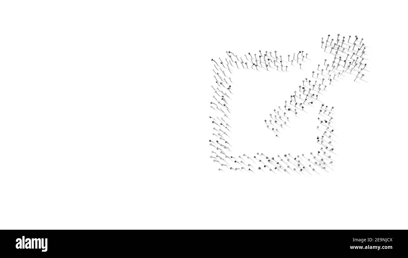 3d Rendering Of Nails In Shape Of Symbol Of Square With Up Arrow With