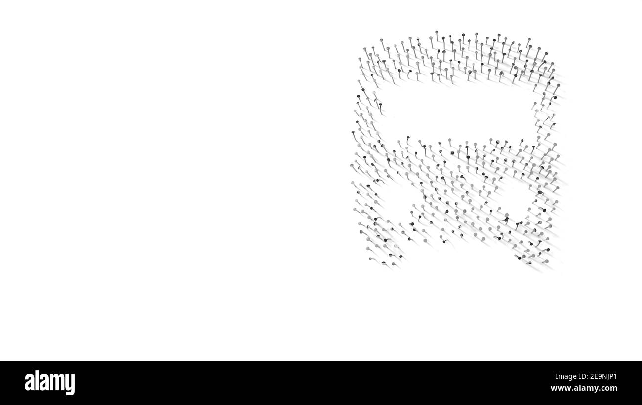 3d Rendering Of Nails In Shape Of Symbol Of Bus From Front View With
