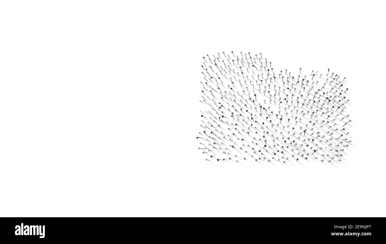 3d Rendering Of Nails In Shape Of Symbol Of Office Folder With Shadows Isolated On White
