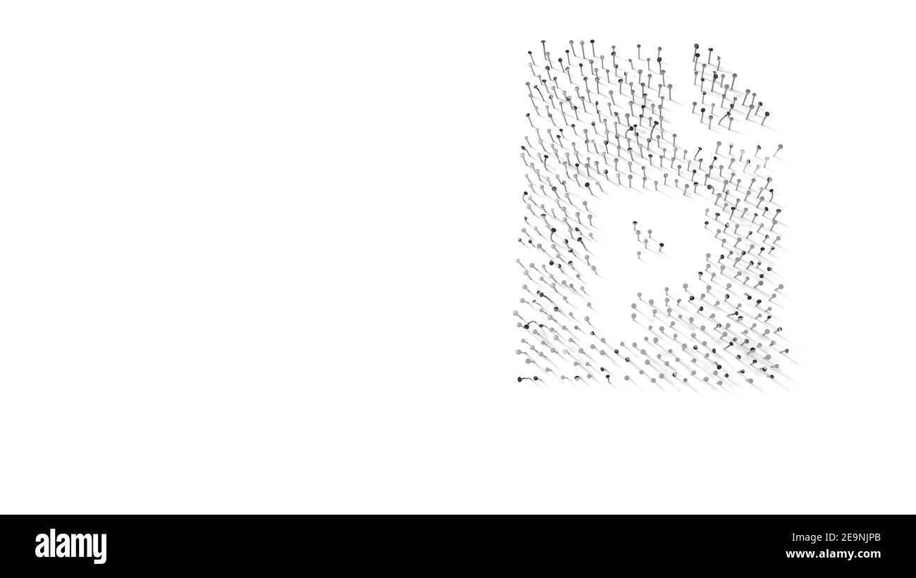 3d Rendering Of Nails In Shape Of Symbol Of Paper With Bent Corner And