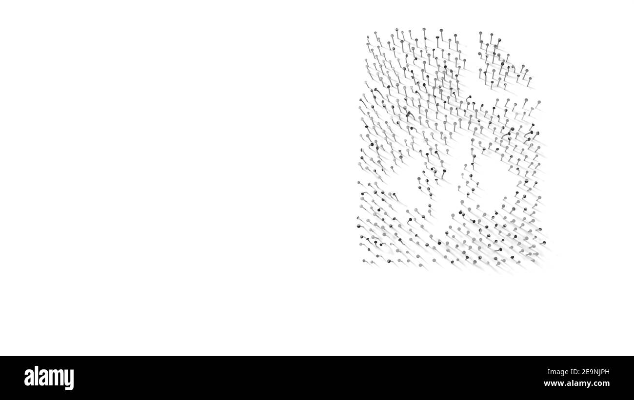 3d Rendering Of Nails In Shape Of Symbol Of Paper With Bent Corner And