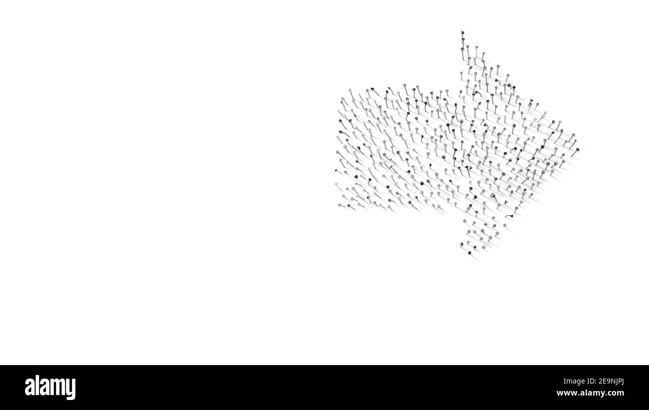 3d Rendering Of Nails In Shape Of Symbol Of Right Arrow With Shadows