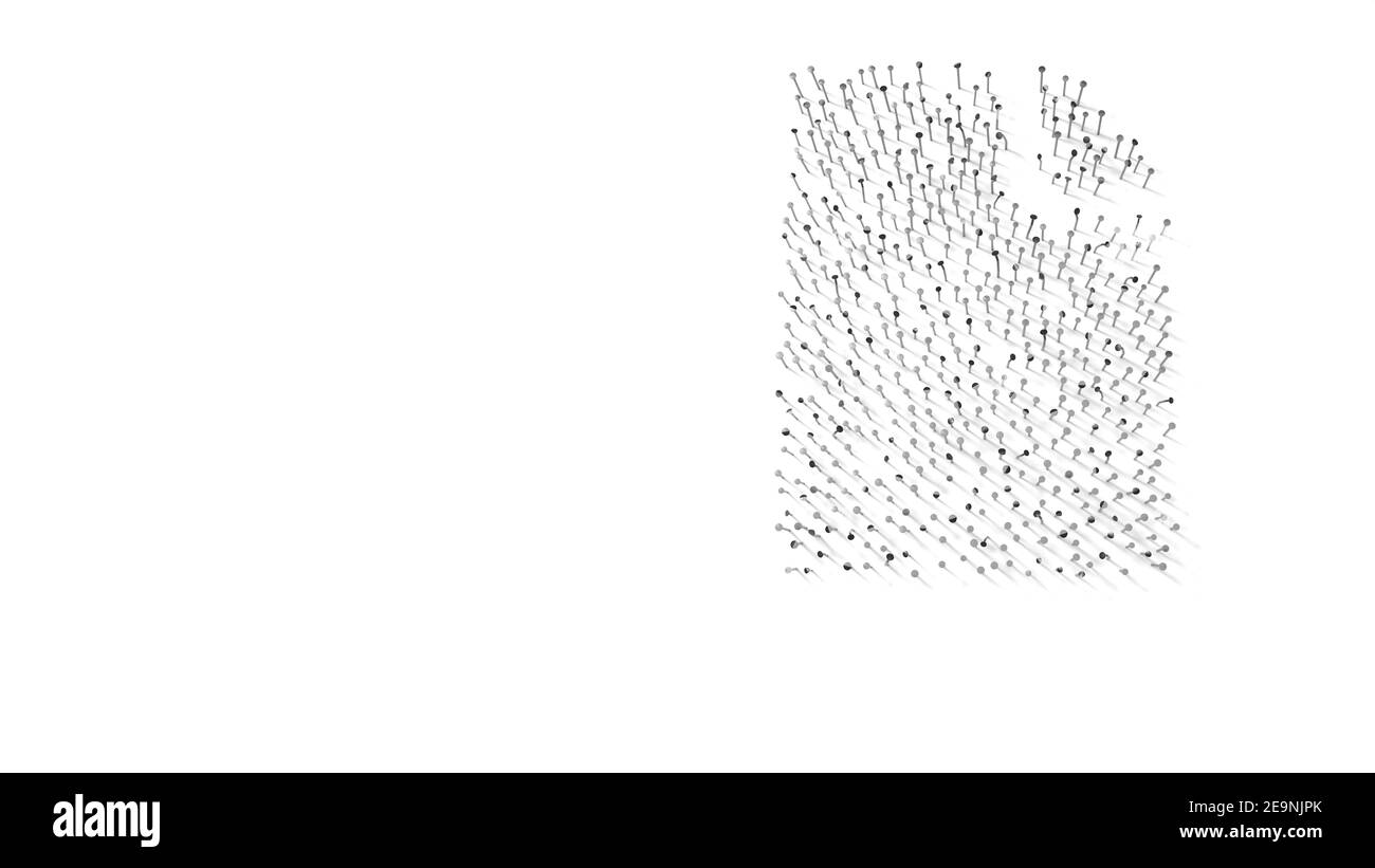 3d Rendering Of Nails In Shape Of Symbol Of Piece Of Paper With Bent