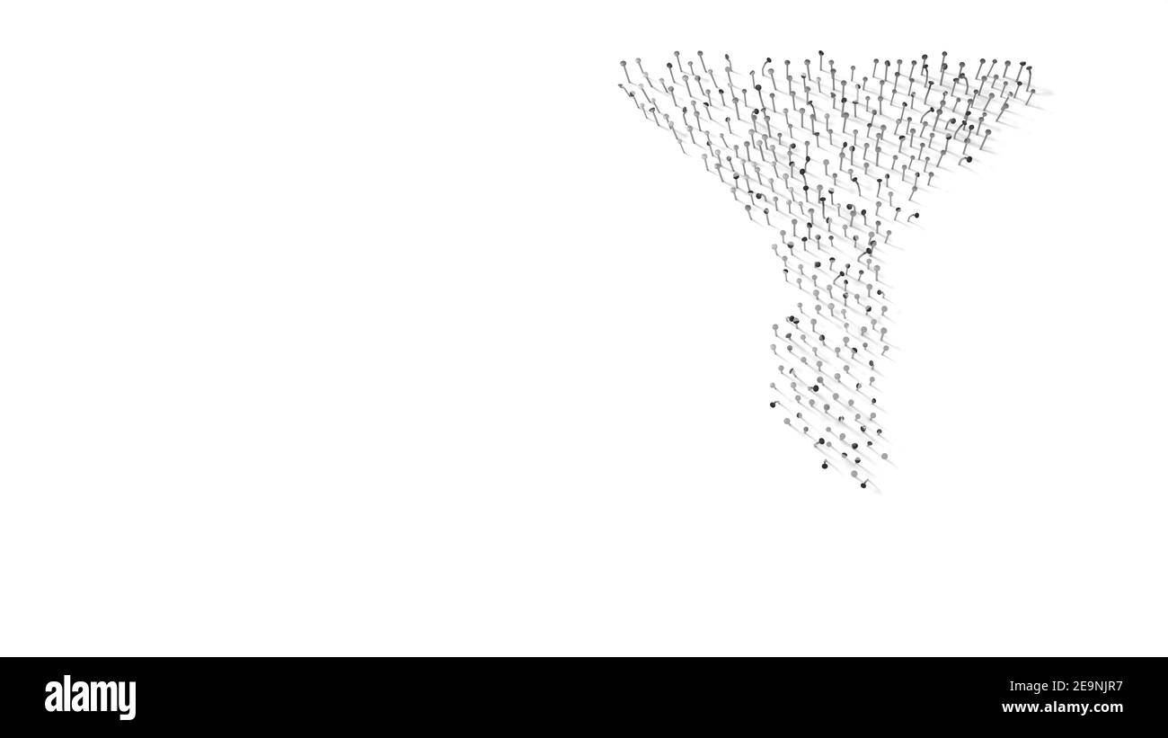 3d Rendering Of Nails In Shape Of Symbol Of Filtering Funnel With