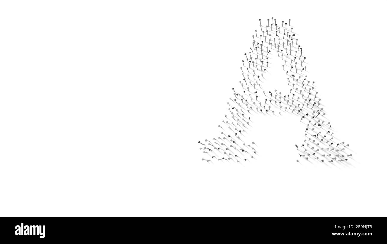 3d Rendering Of Nails In Shape Of Symbol Of A Character With Shadows